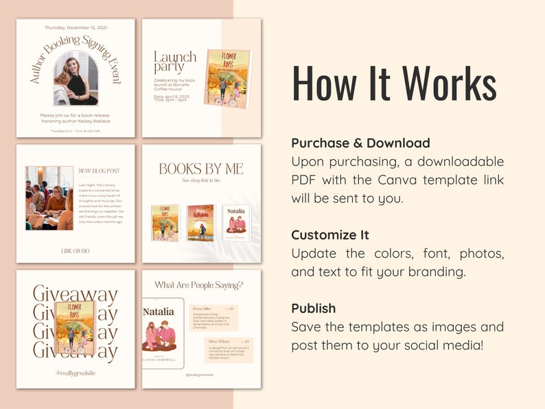 Writer and Author 50 Instagram Templates, Minimalist Social Media Posts ...