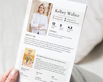 Writer and Author One-page Media Kit Sheet, Dark-themed Sell Sheet ...