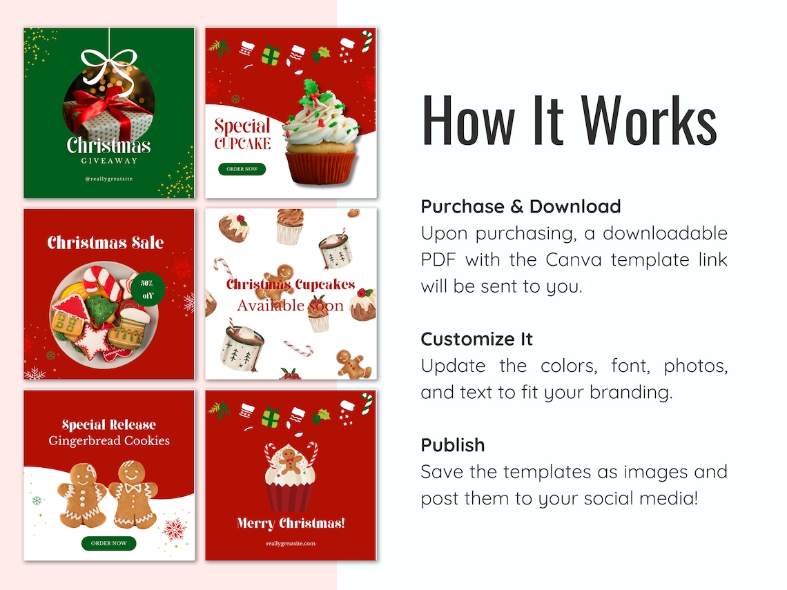 15 Christmas Themed Social Media Templates for Bakeries, Editable ...