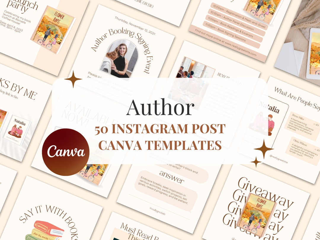 Writer and Author 50 Instagram Templates, Minimalist Social Media Posts ...