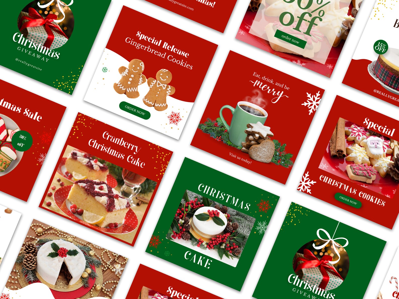 15 Christmas Themed Social Media Templates for Bakeries, Editable ...
