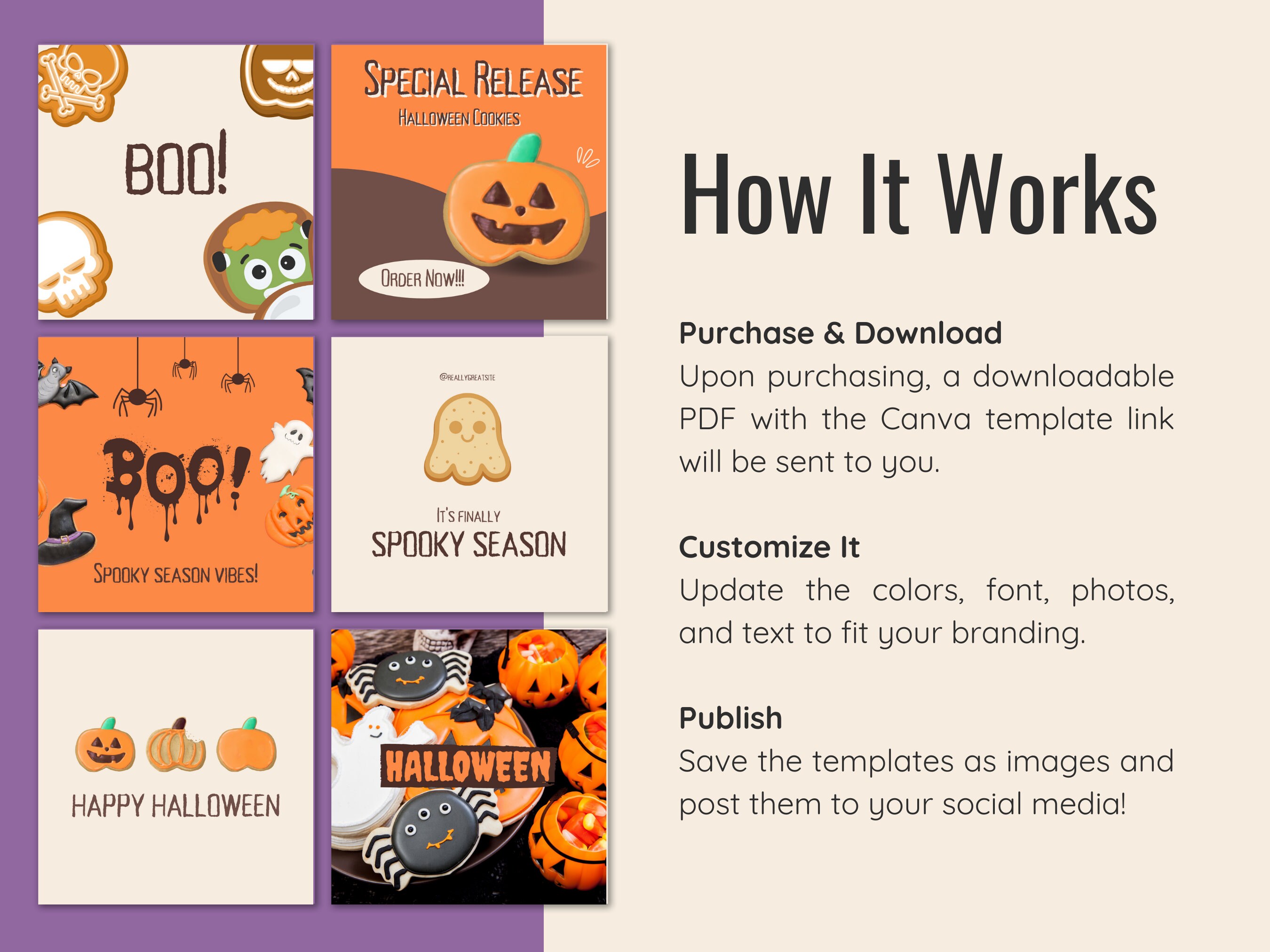 Halloween Themed Social Media Templates for Cookie Shop Businesses ...
