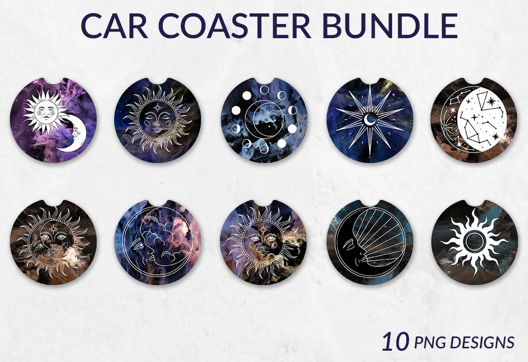 Car Coaster Bundle Png, Car Coaster Celestial Designs, Car Coasters Png ...