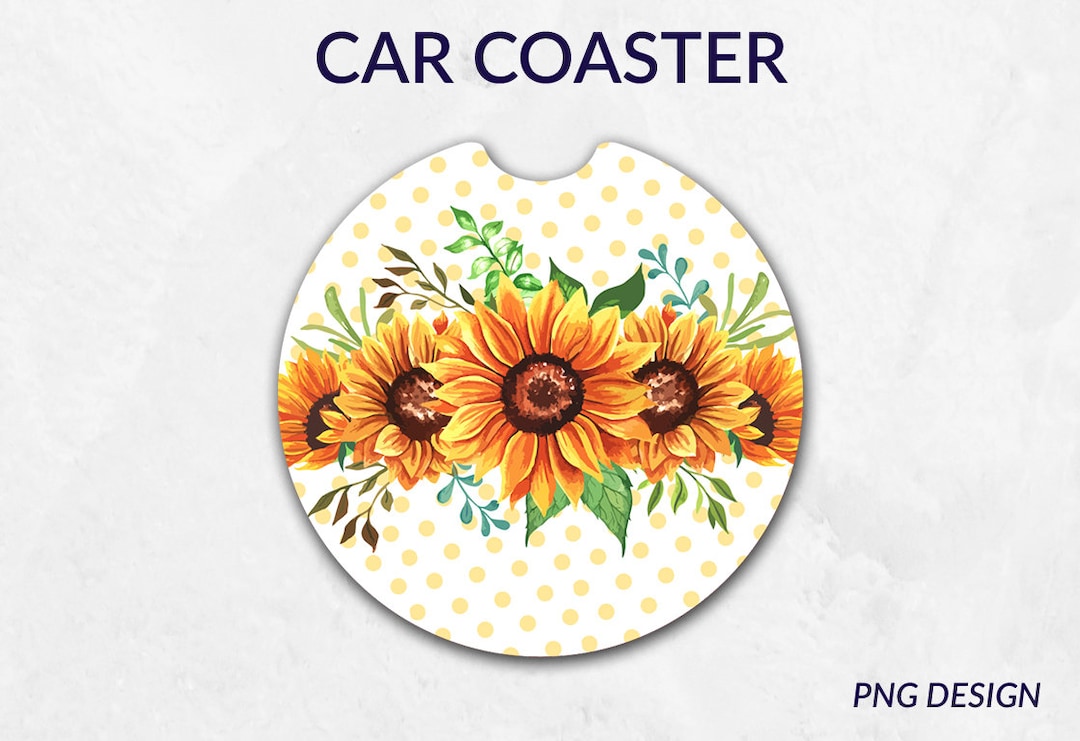 Car Coasters, Sunflower Gift Designs Car Coaster PNG , Car Accessory ...
