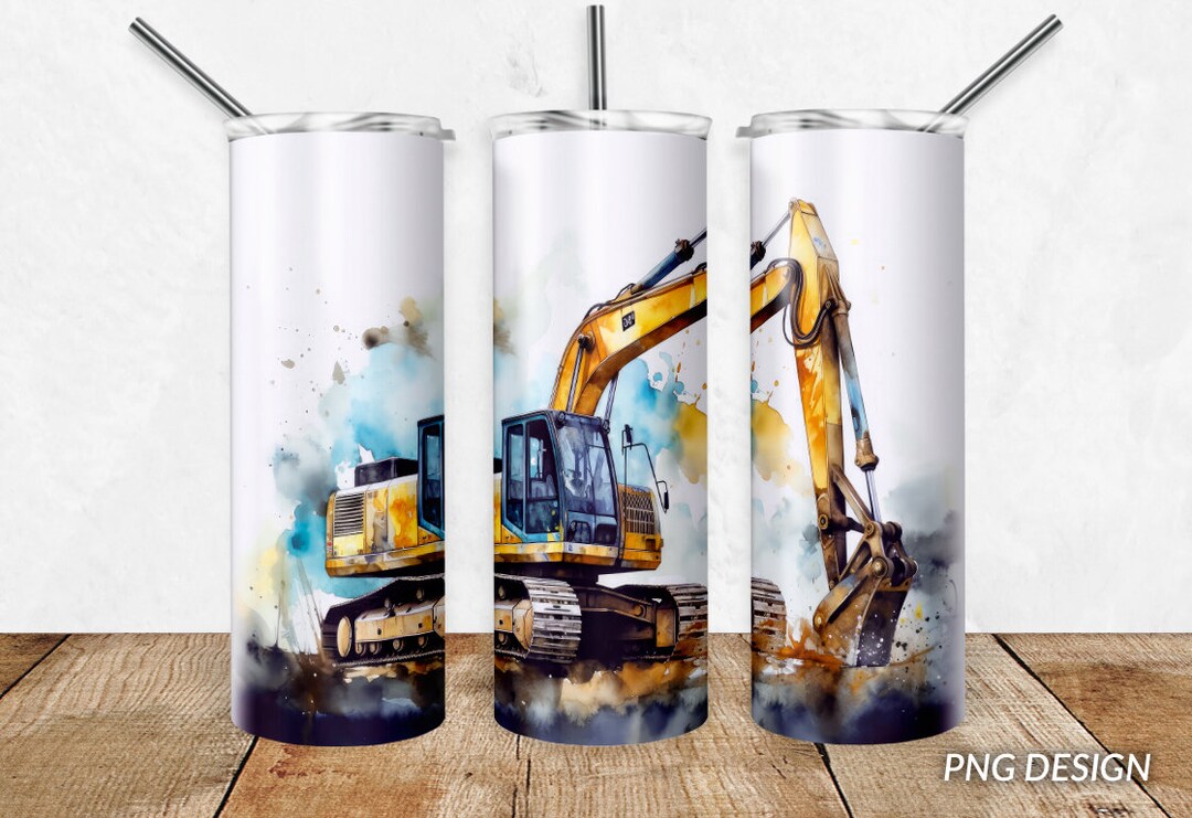 Excavator Tumbler Design, 20 Oz Skinny Tumbler Wrap PNG, Sublimation ...