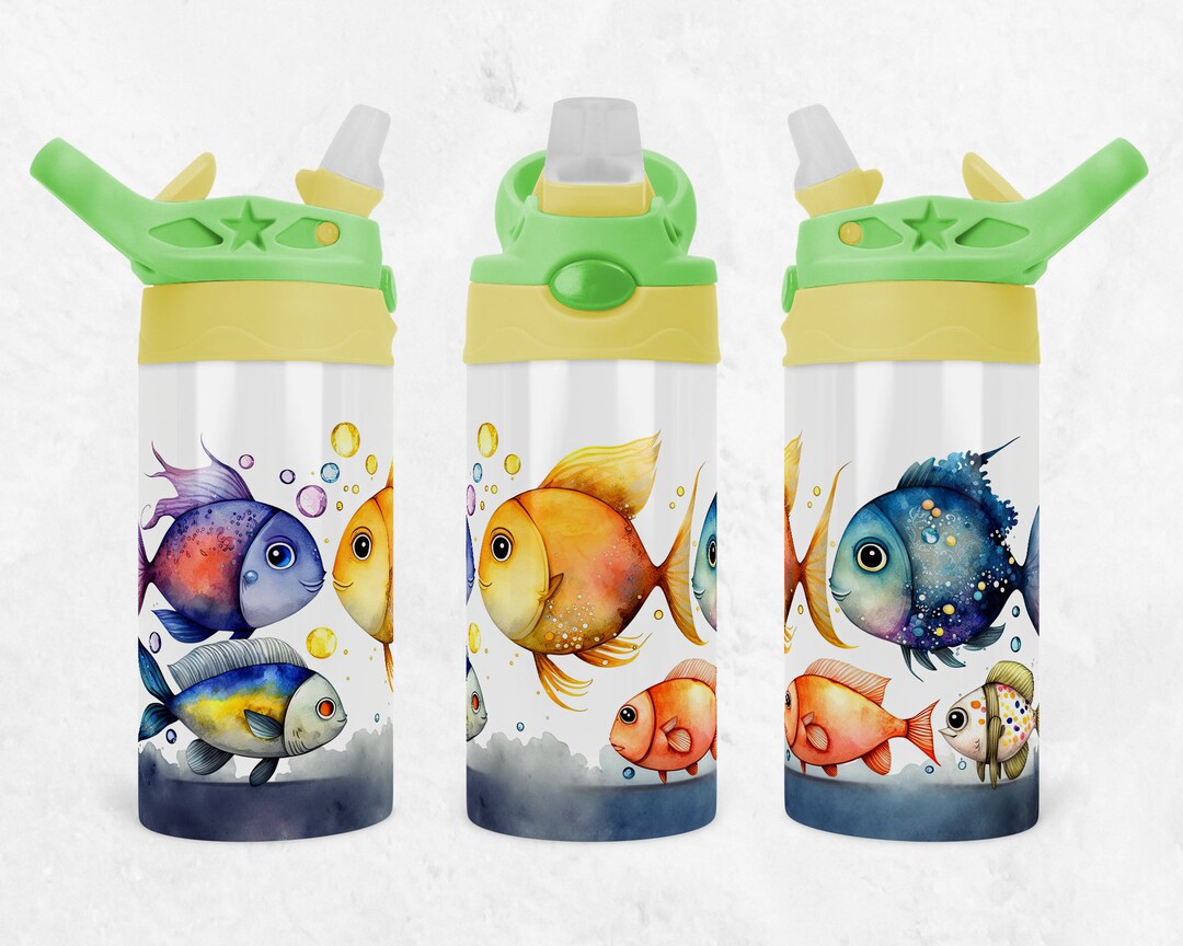 12oz Kids Flip Top Sippy Cup Sublimation Design, Fish Flip Top Kids ...