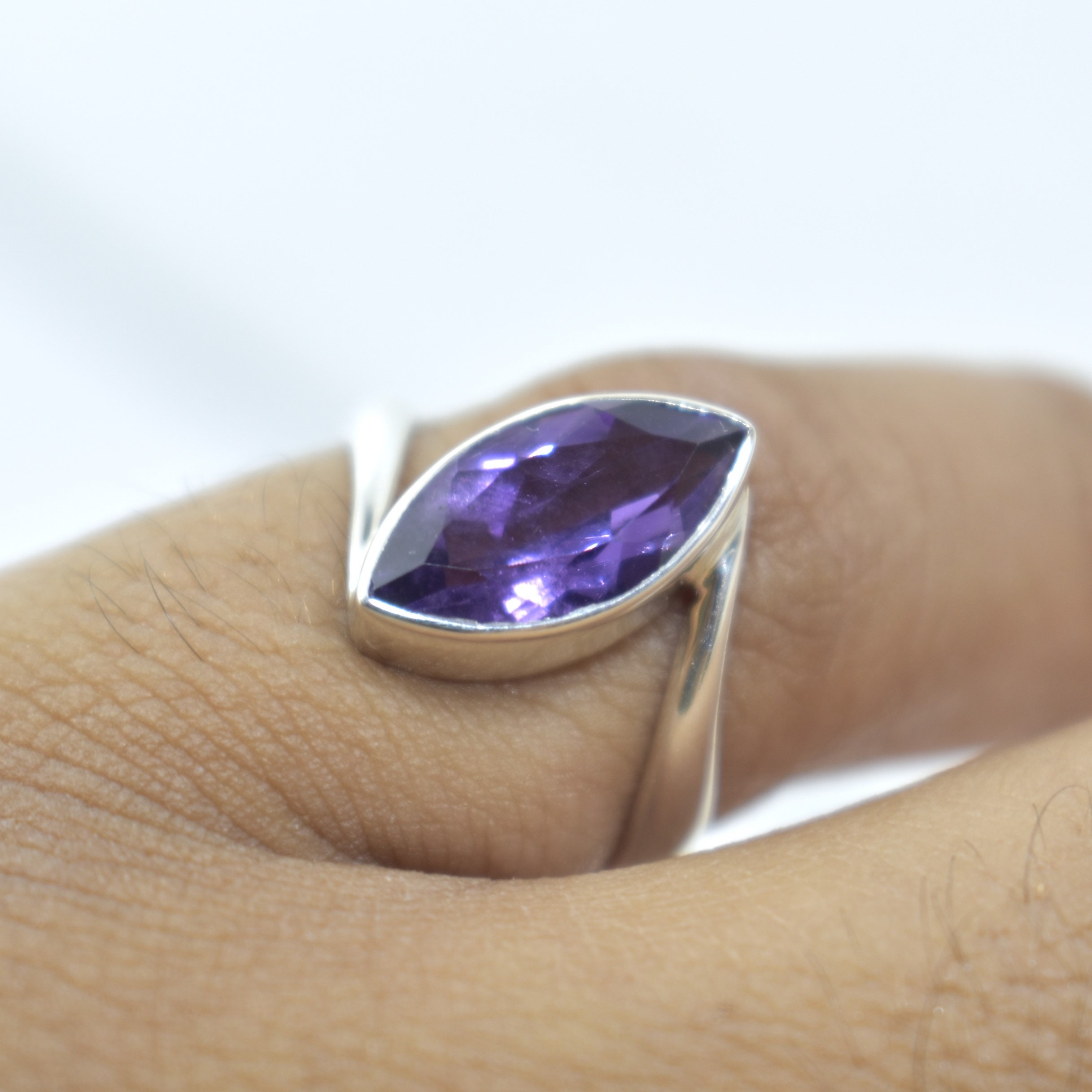 February Birthstone Amethyst Ring, Handmade Silver Ring, 925 Sterling ...