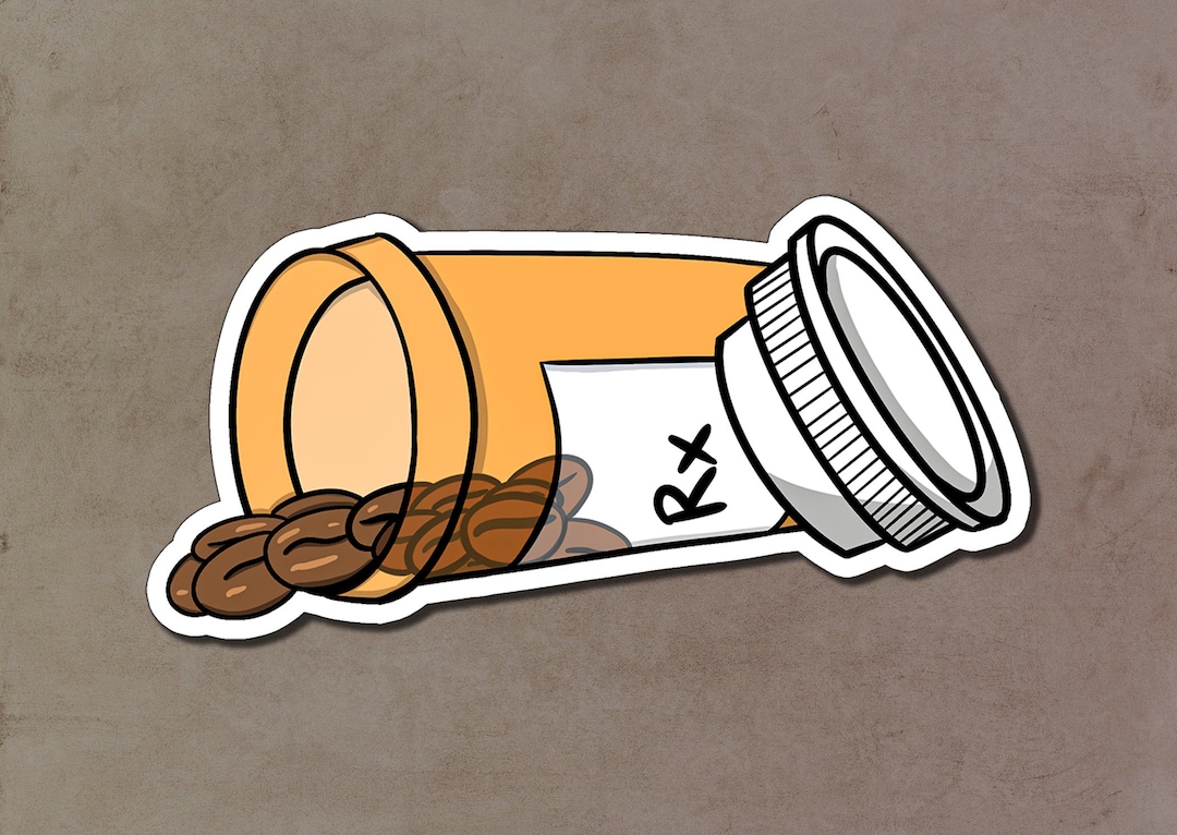 Coffee Bean Prescription Bottle Sticker (waterproof Vinyl Sticker) - Etsy