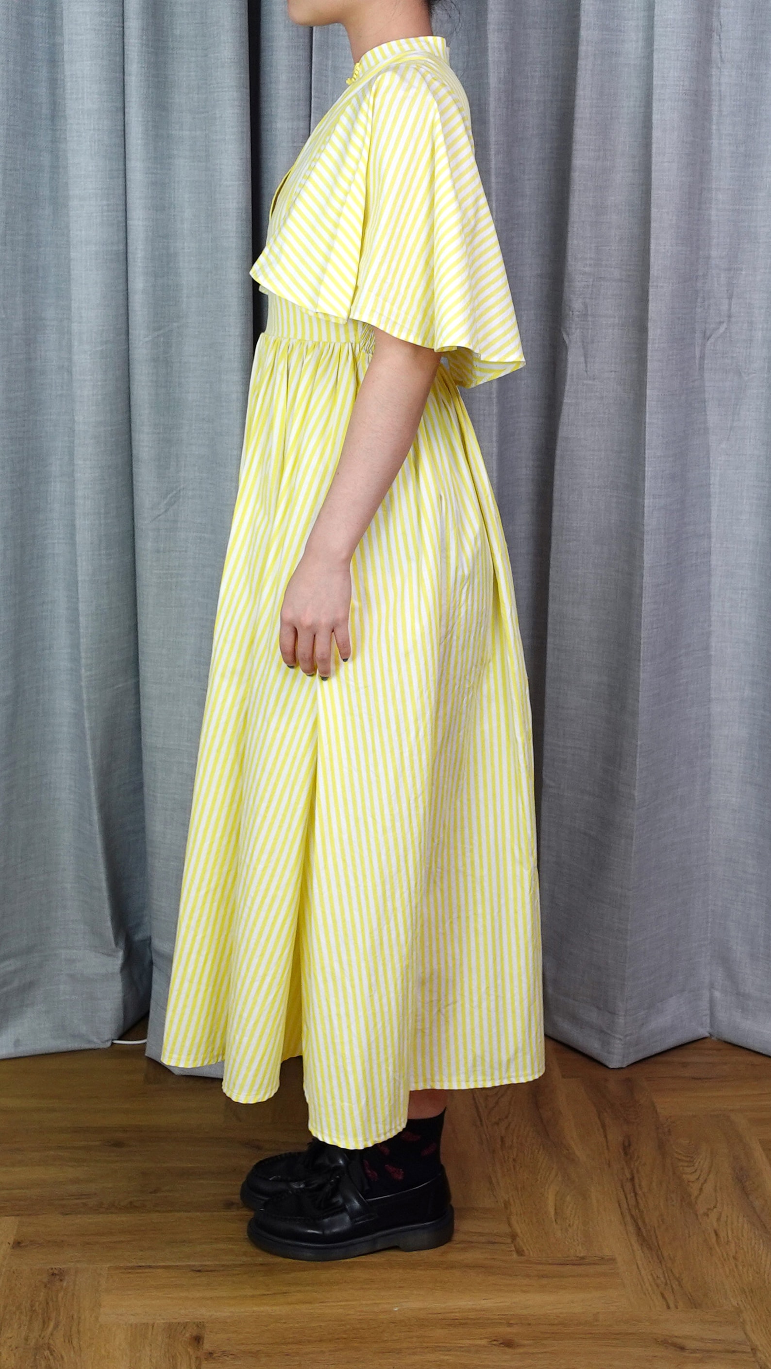 Cape Flutter Sleeve Mandarin Collar Keyhole Maxi Dress Digital PDF ...