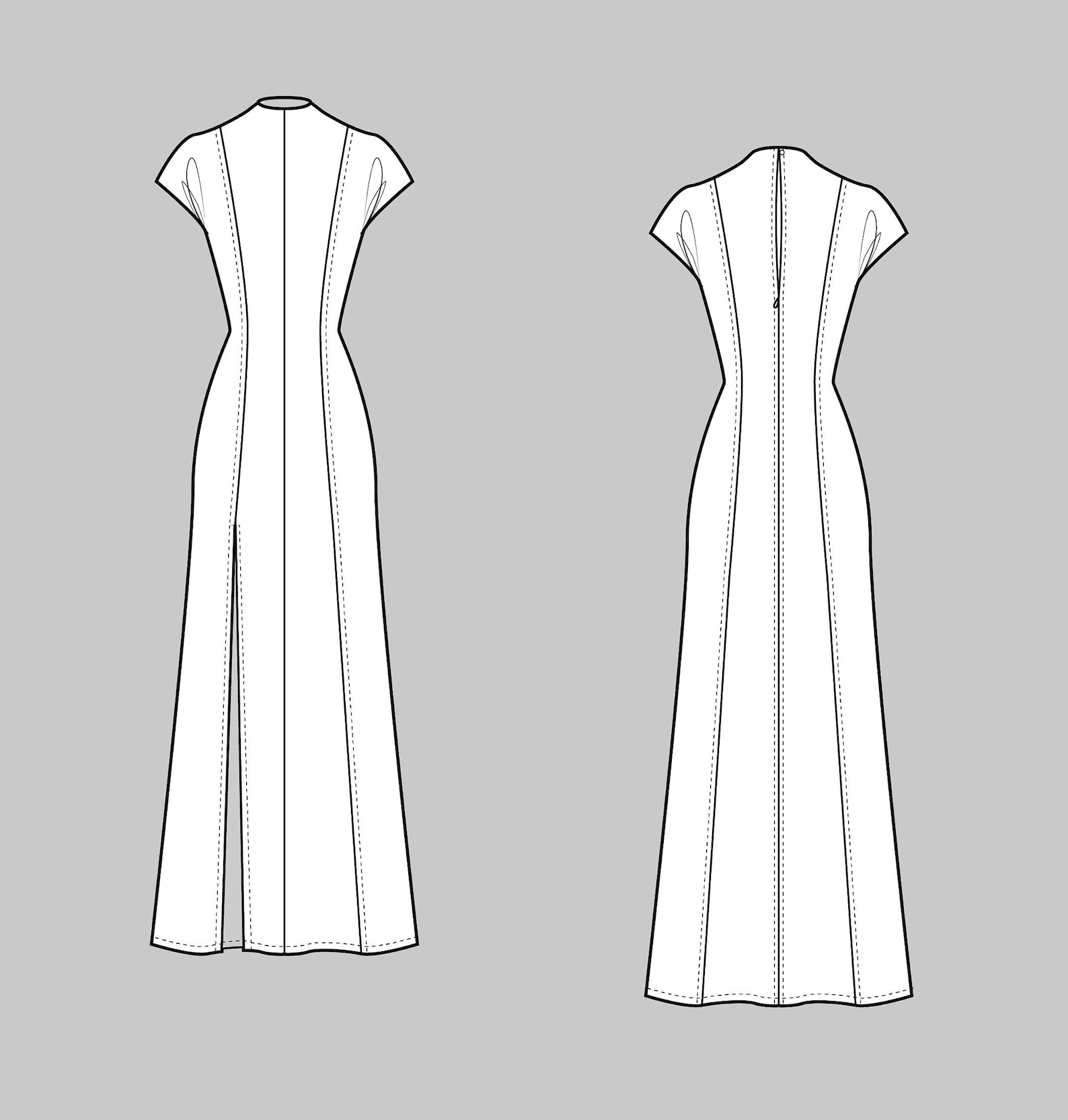 High Neck Bias Cap Sleeve Midi Dress With Slit Digital PDF Sewing ...