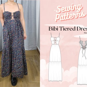 Strappy Backless Tiered Dress Digital PDF Sewing Pattern (resort/beach ...