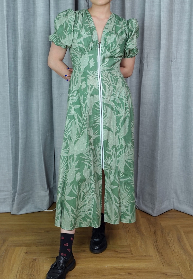 Summer Dress Puff Sleeve Gored Panel Flare Skirt Backless Digital PDF ...