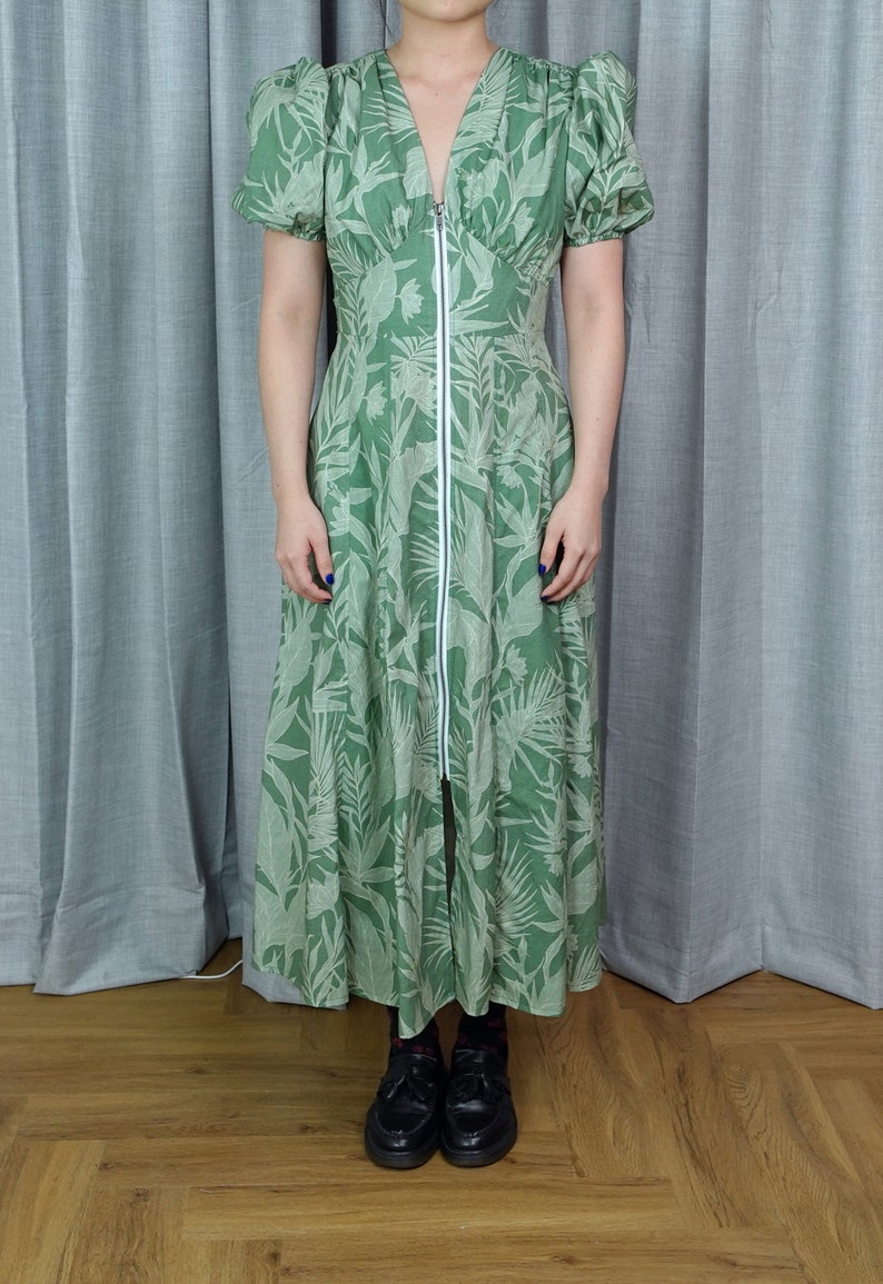 Summer Dress Puff Sleeve Gored Panel Flare Skirt Backless Digital PDF ...