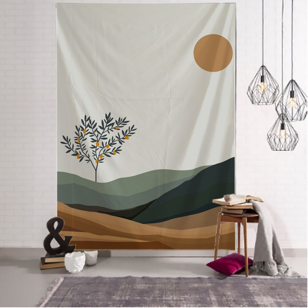Sunrise Tapestry, Abstract Mountain Tapestry, Scenery Tapestry, Wall ...