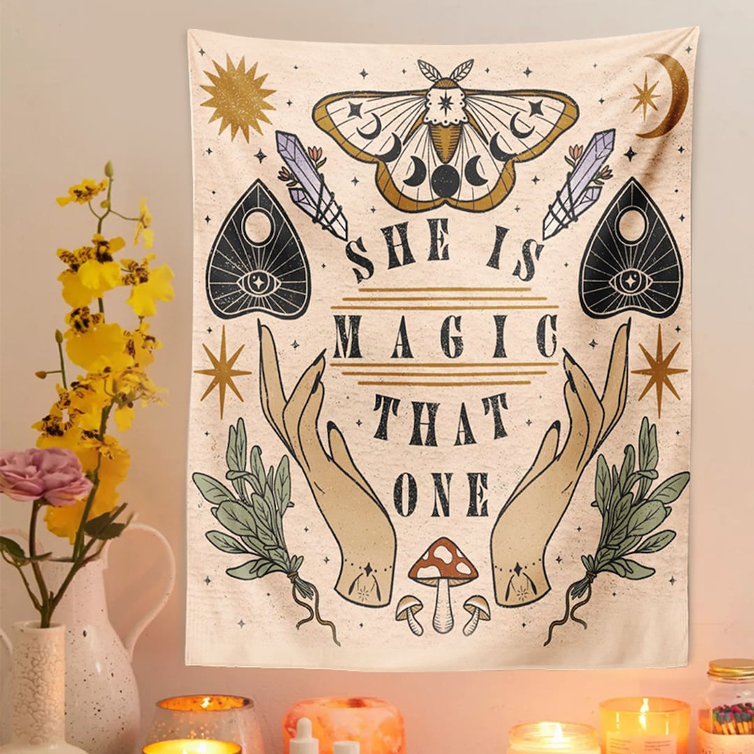 Magic Moon Tapestry, Butterfly Moon Phase Tapestry, Decorative Tapestry ...