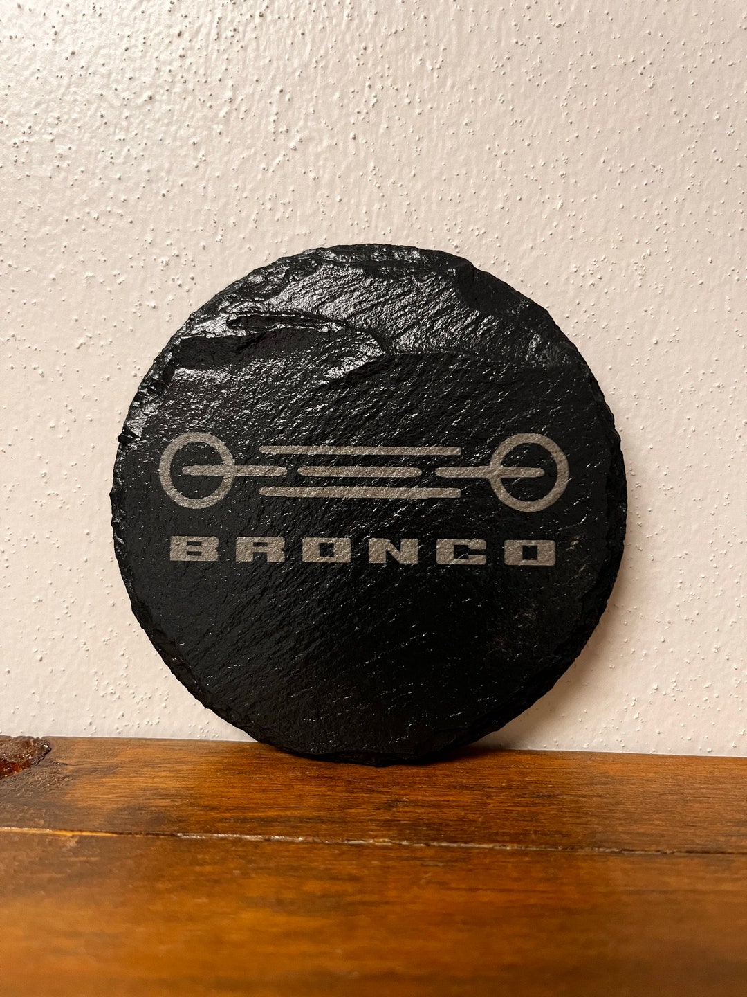 Four Ford Bronco Coasters Grill Logo Slate 4 Round Big Bend Black ...