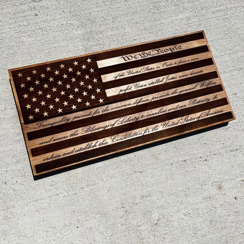 Laser Engraved American Flag With Constitution - Etsy
