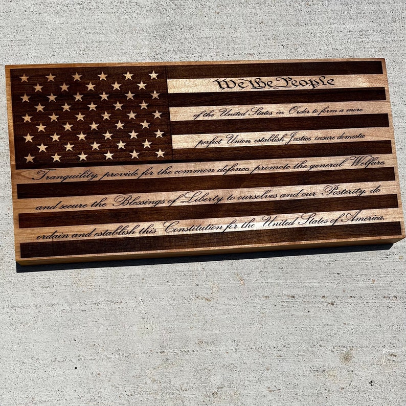 Laser Engraved American Flag With Constitution - Etsy