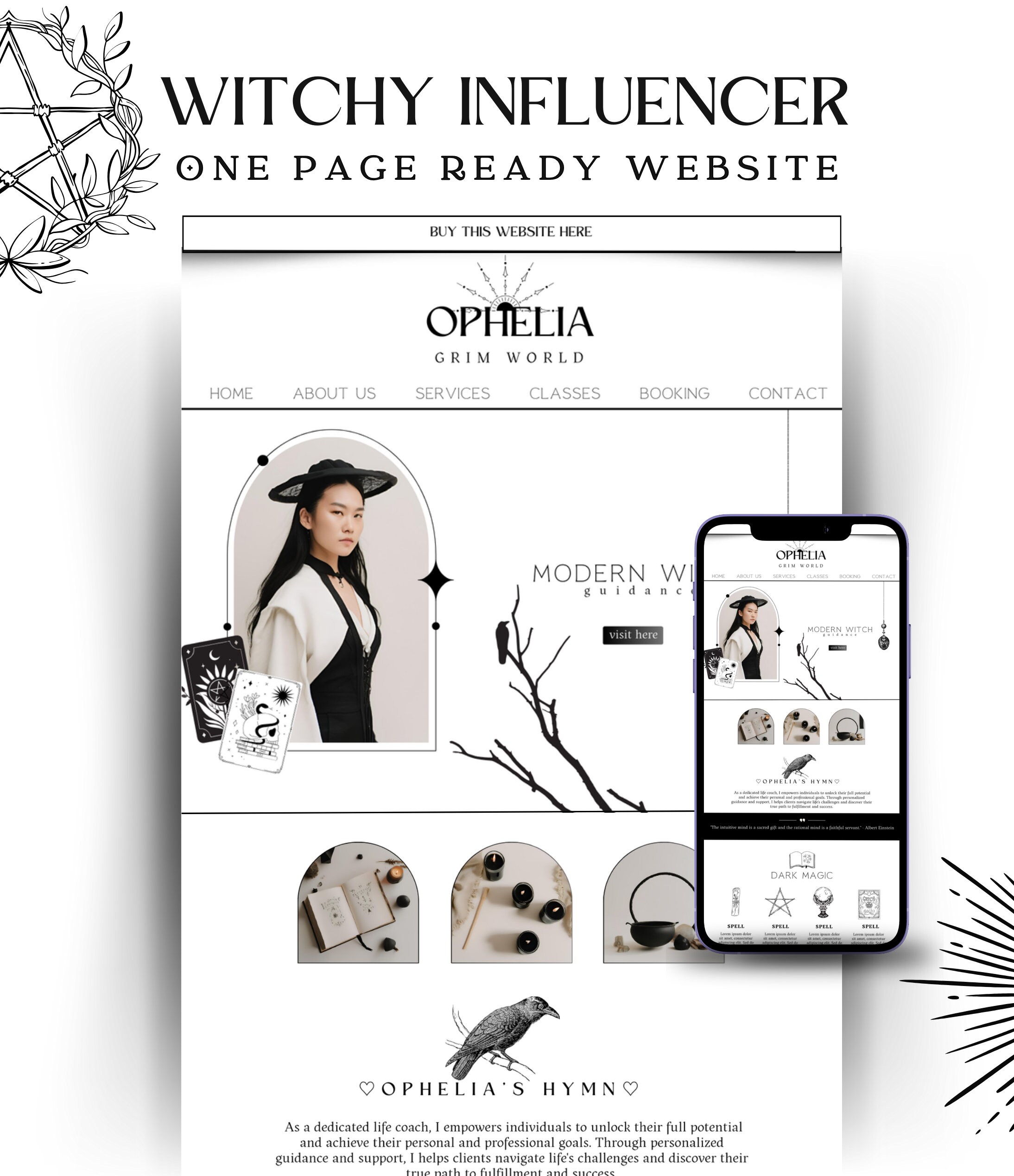 Witchy Website Coaching Canva Template, Warlock Website, Witchy ...