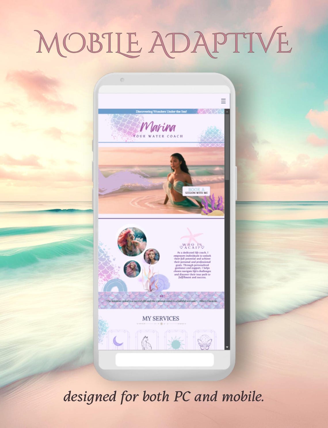 Mermaid Influencer Website, Coaching Website Marina Theme, Pastel ...
