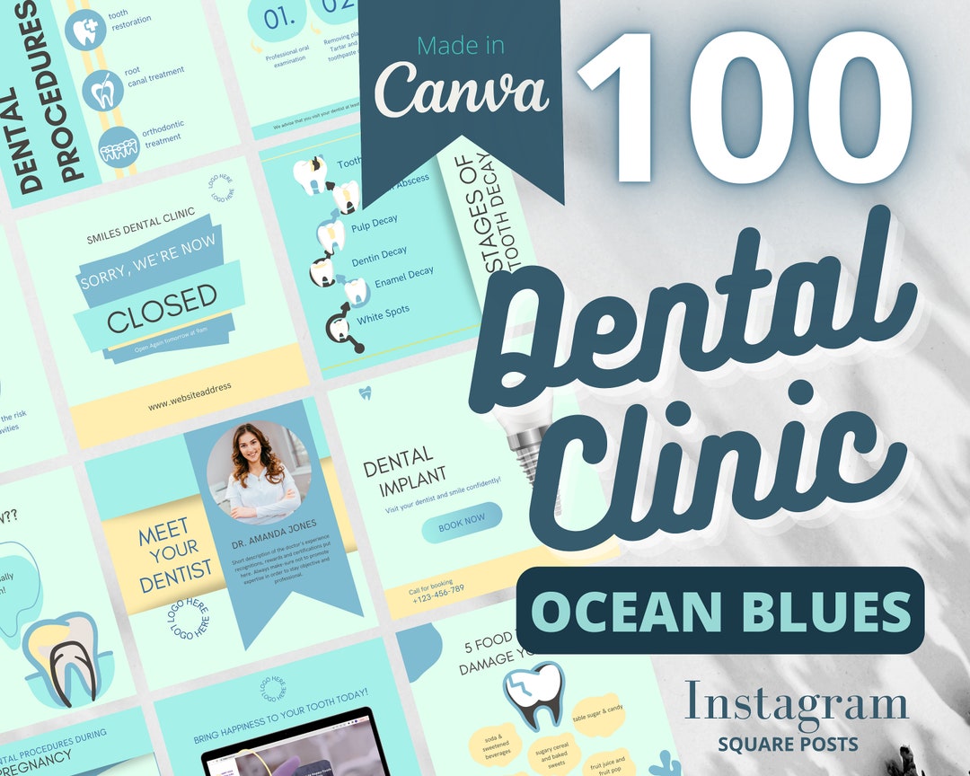 Dentist Instagram Templates, Dental Clinic, Dental Services, Canva ...