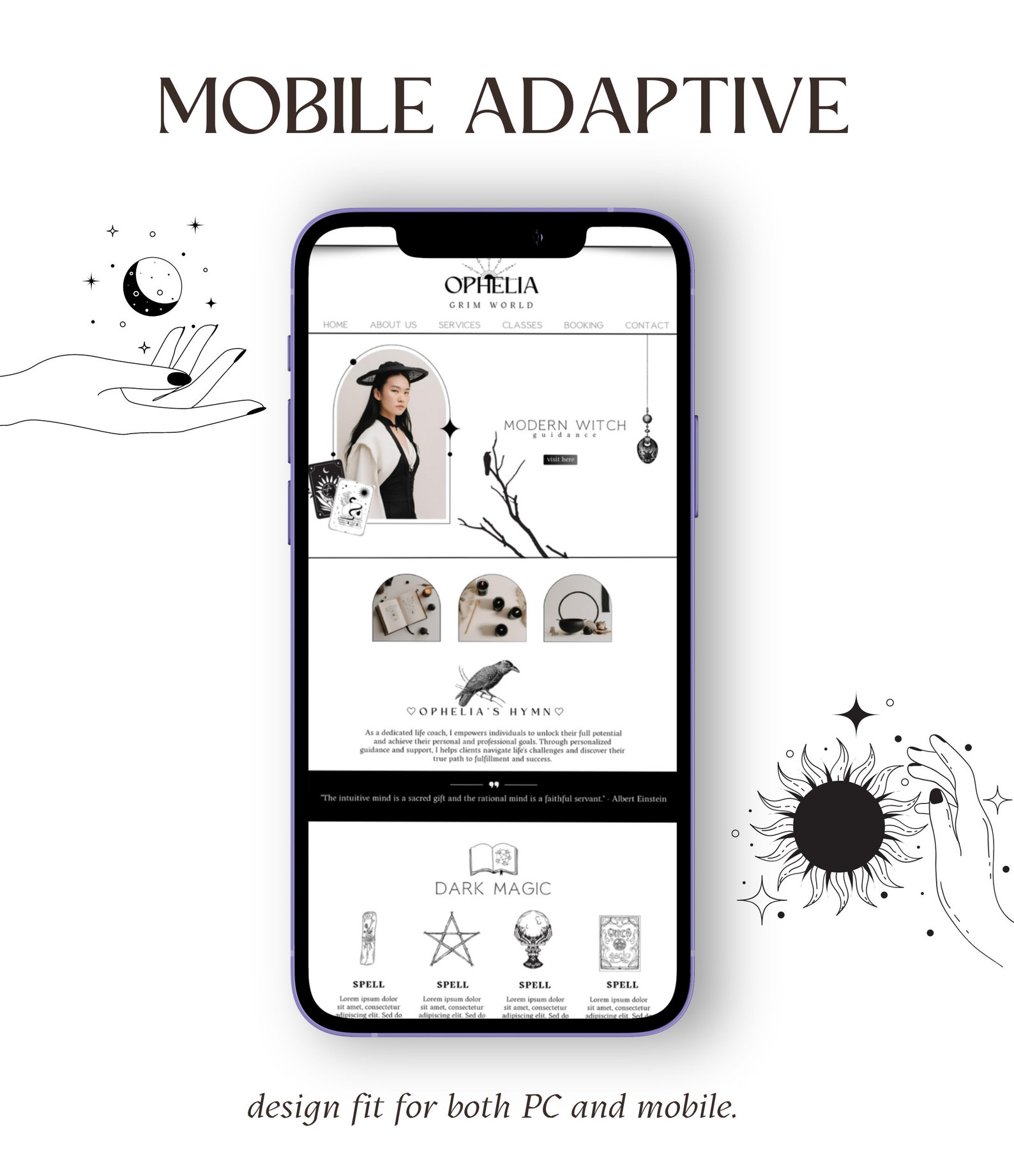 Witchy Website Coaching Canva Template, Warlock Website, Witchy ...