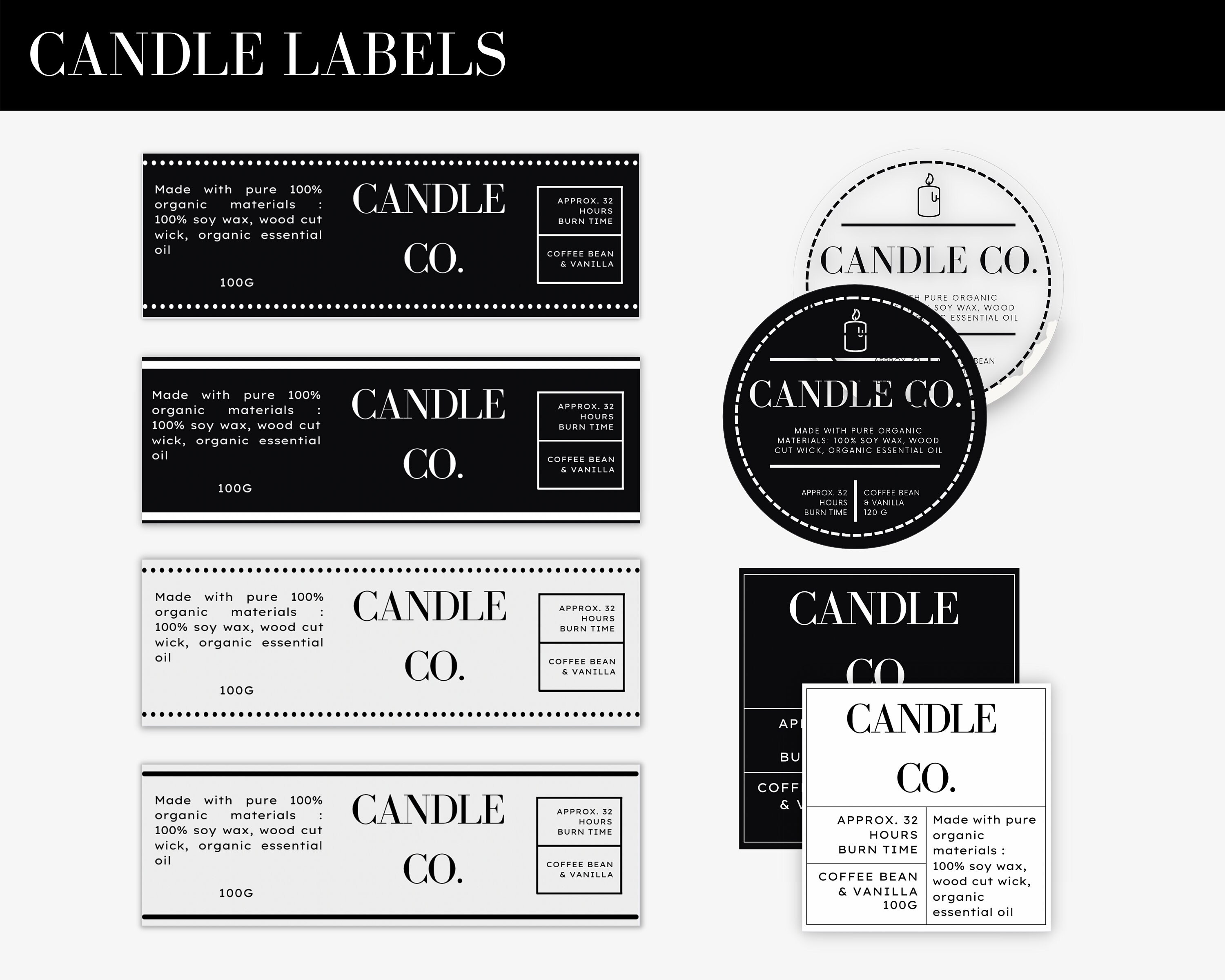 Candle Labels Business Bundles, Candle Printable Templates, Candle ...
