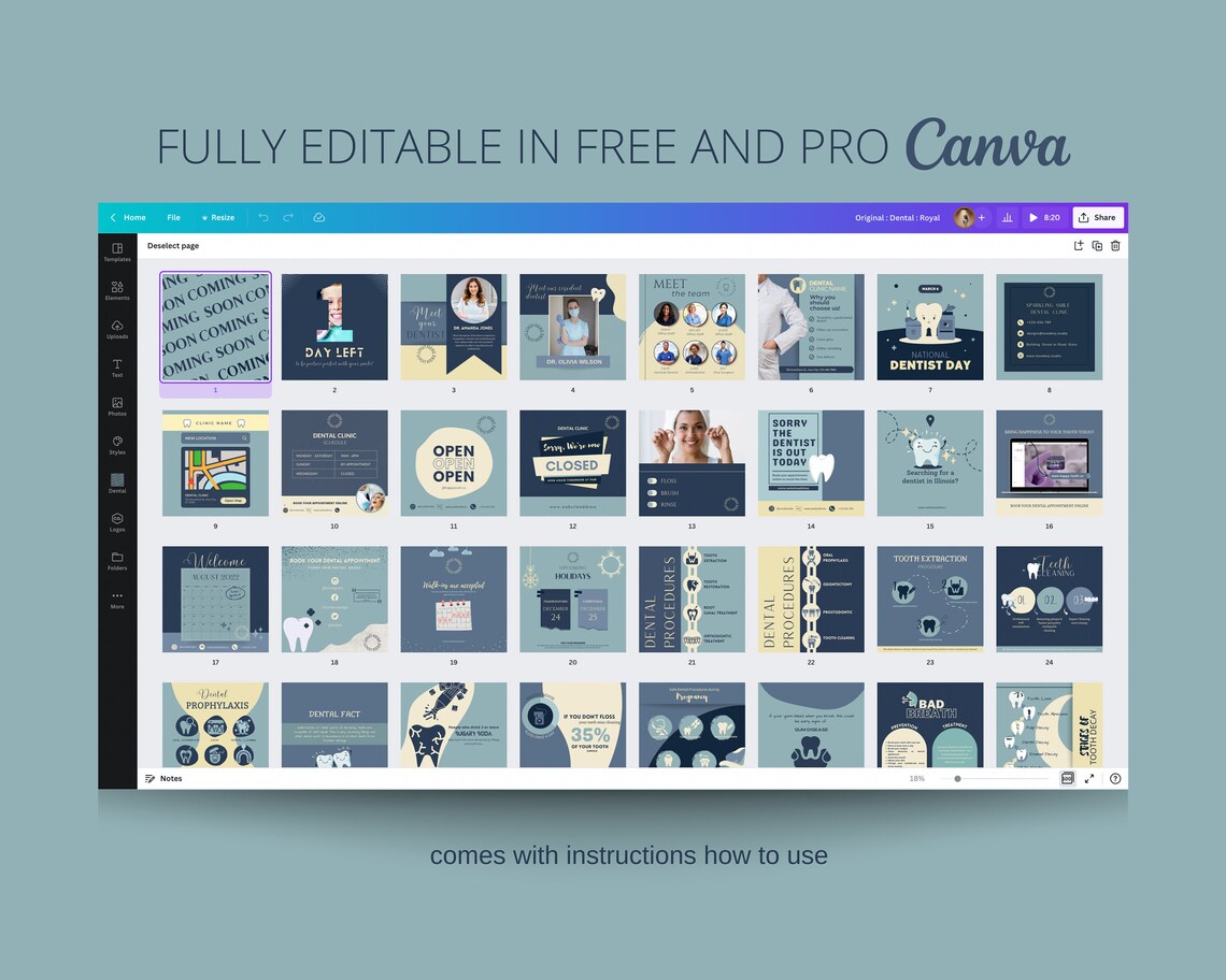 Dental Clinic Instagram Templates Dentist Instagram Posts - Etsy