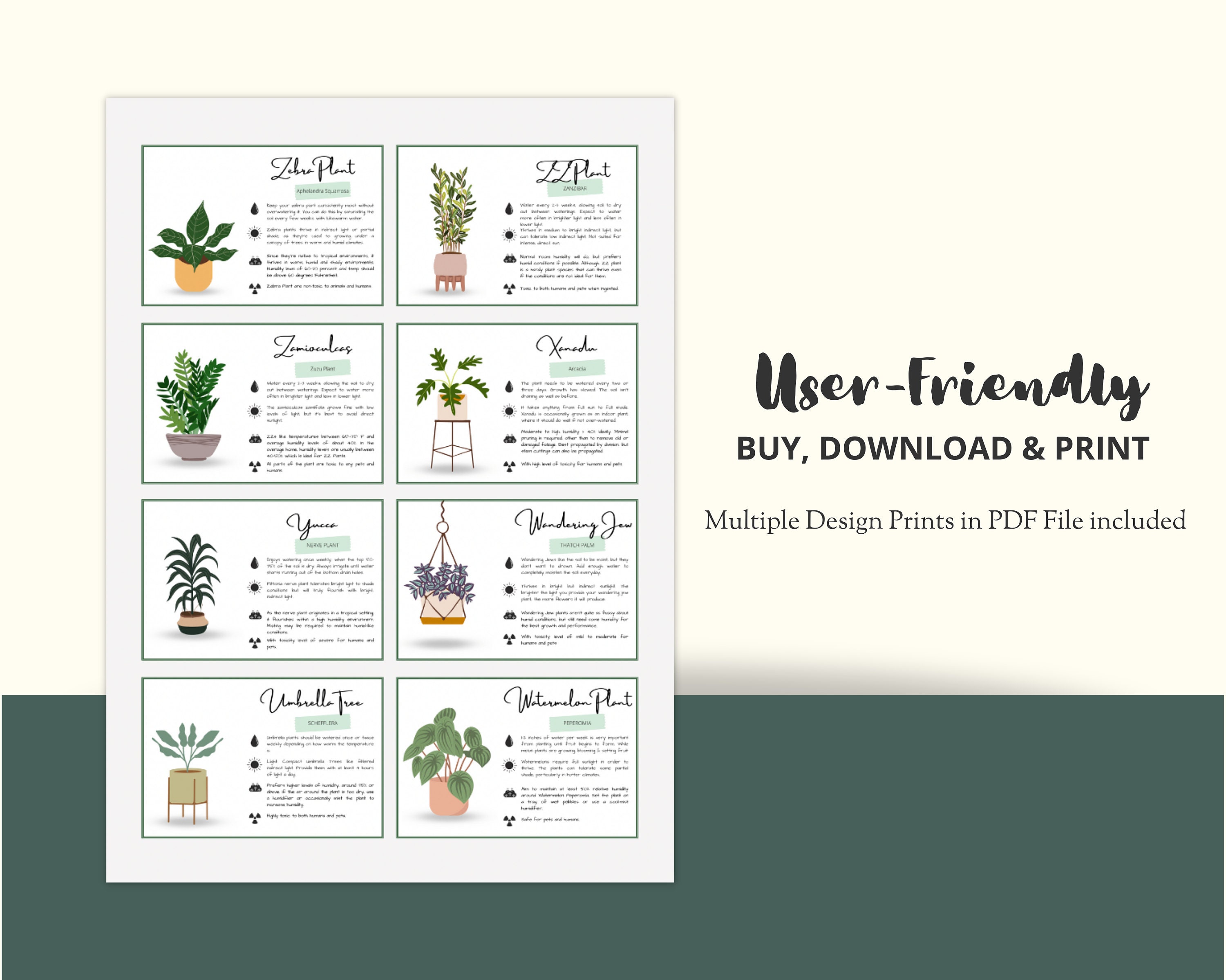 Houseplant Plant Care Cards | Plant Label | Printable | Common ...