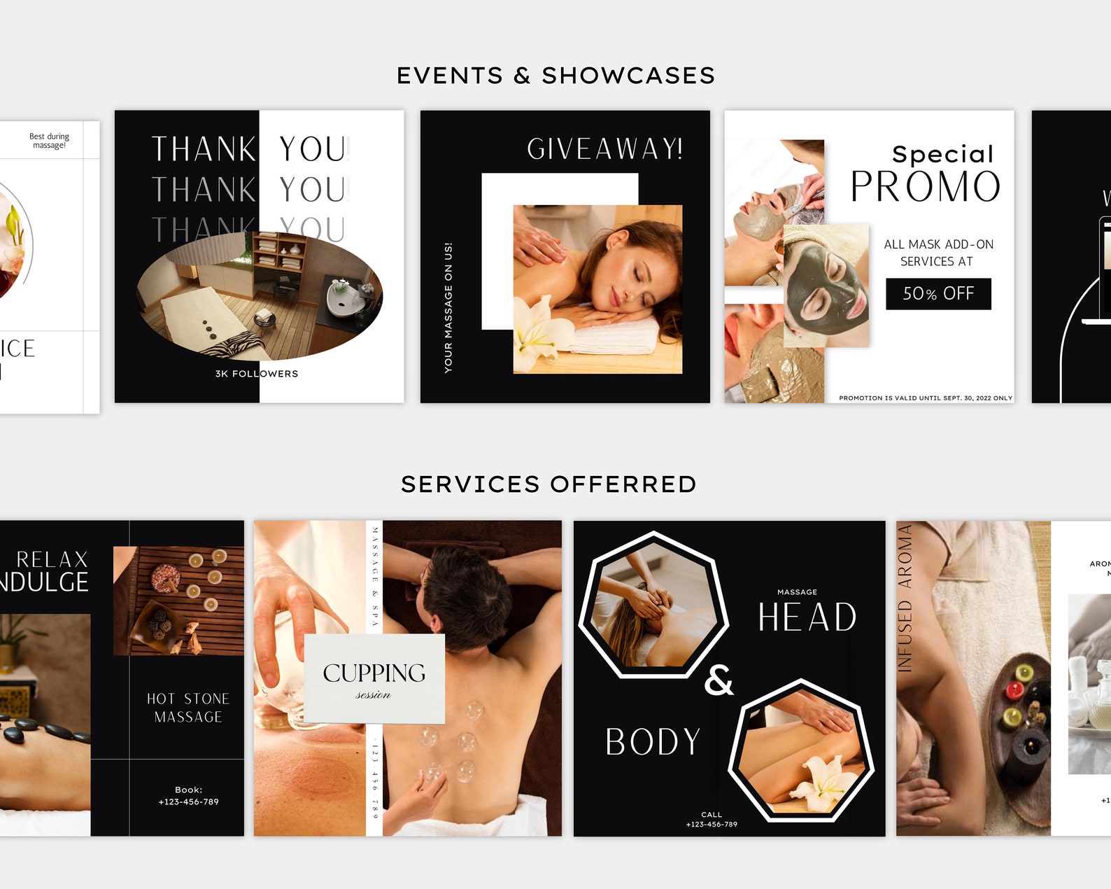 Massage Instagram Templates, Editable Massage Spa Instagram Templates ...