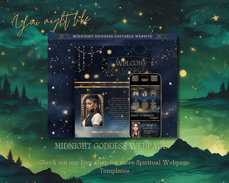 Influencer Website Divine Esmeralda Spiritual Canva Webpage, Goddess ...