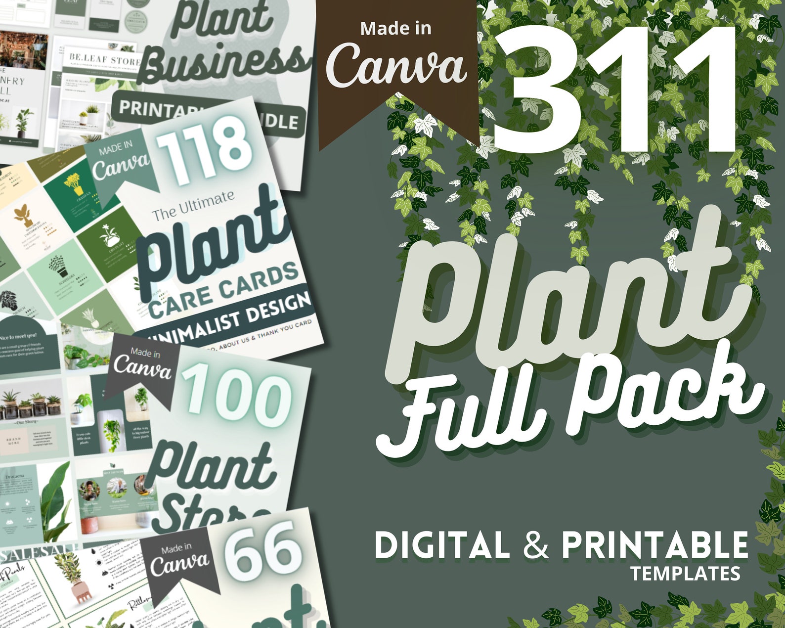 Plant Templates, Plant Care Cards, Plant Store Instagram Templates ...