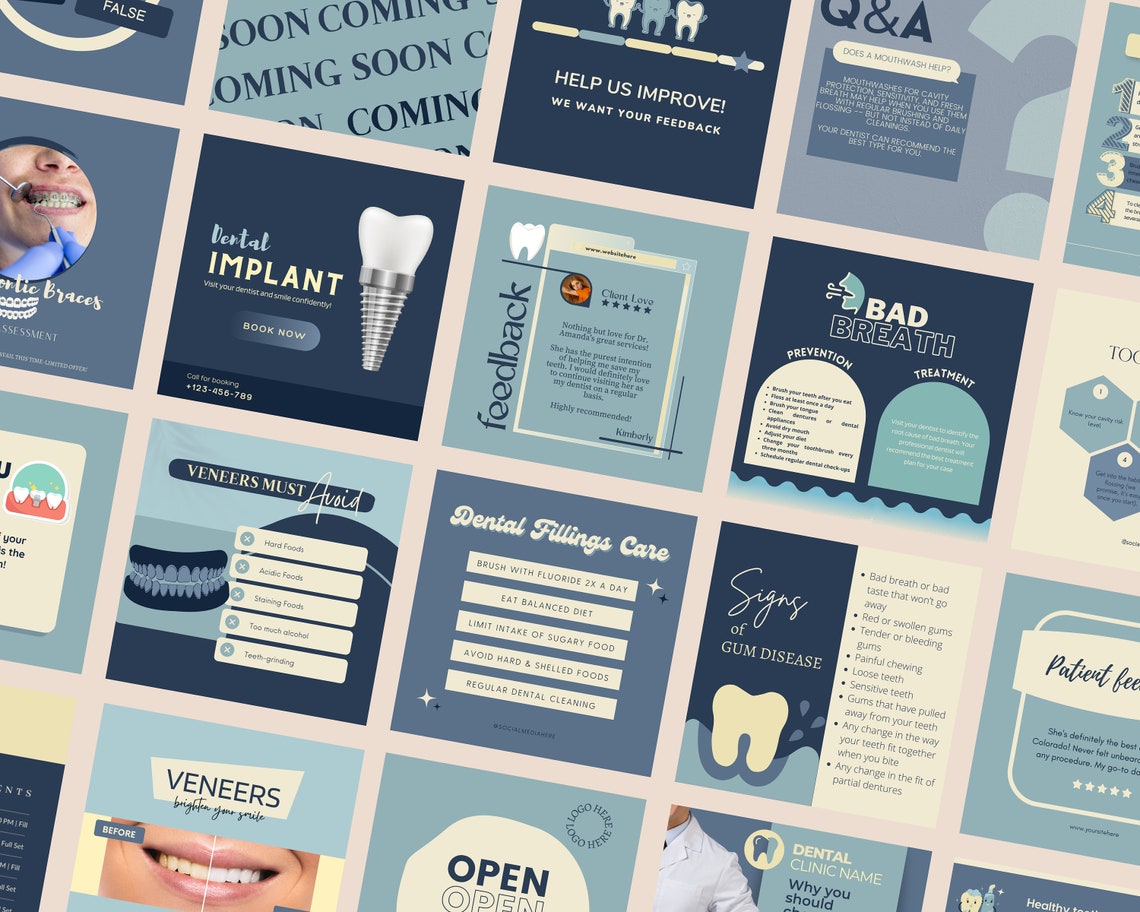Dental Clinic Instagram Templates Dentist Instagram Posts - Etsy