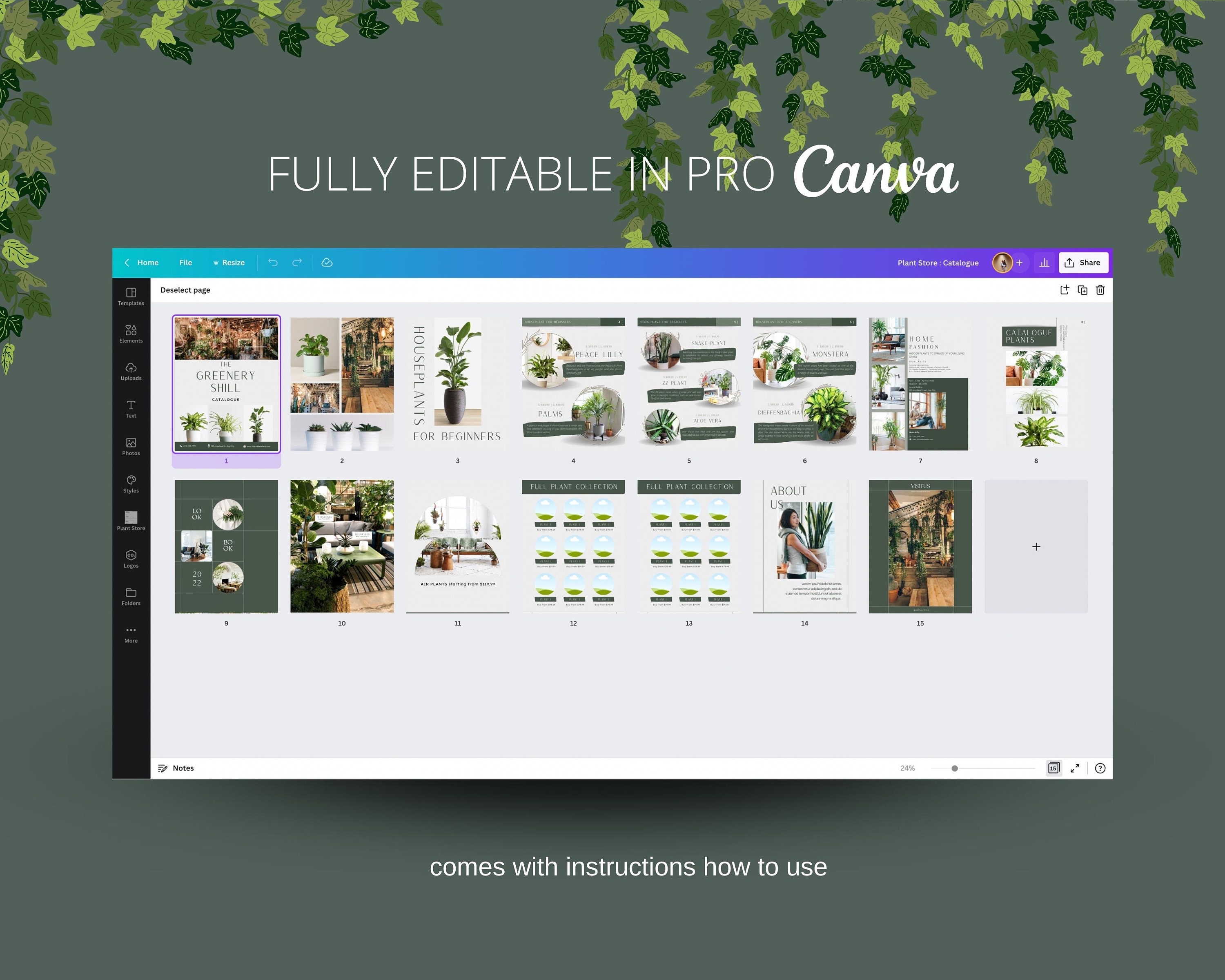 Plant Templates, Plant Care Cards, Plant Store Instagram Templates ...