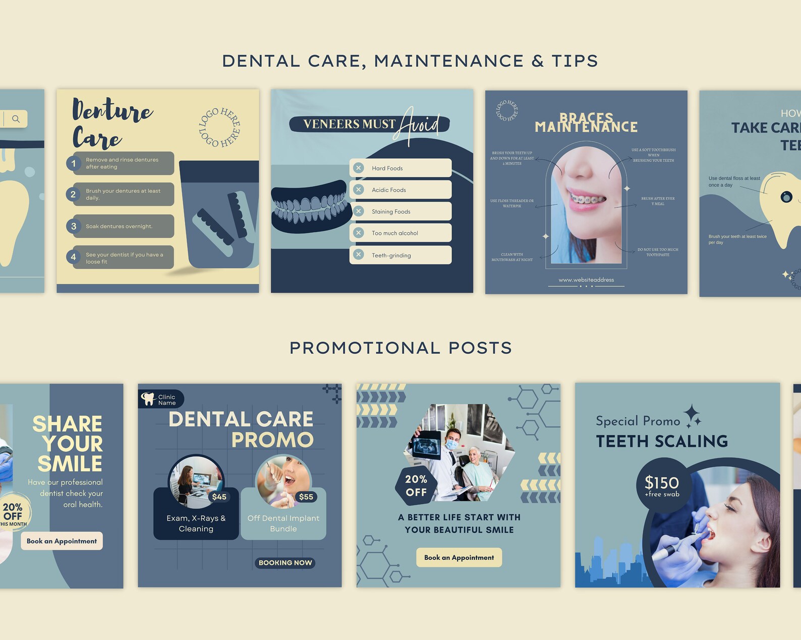 Dental Clinic Instagram Templates Dentist Instagram Posts - Etsy