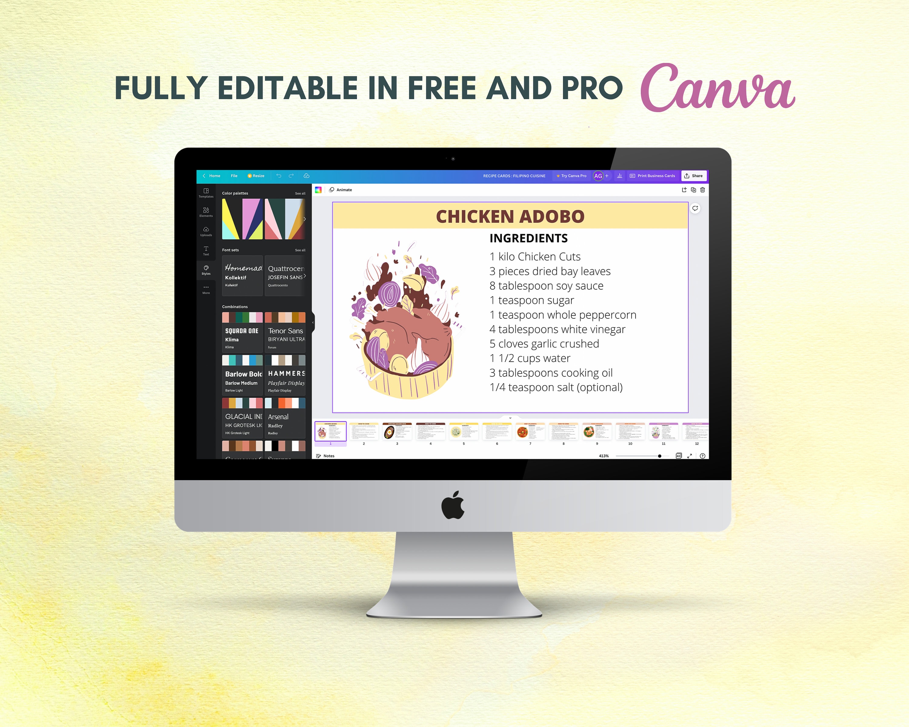 Recipe Card Filipino Cuisine | Printable Recipe Cards | How to Cook ...