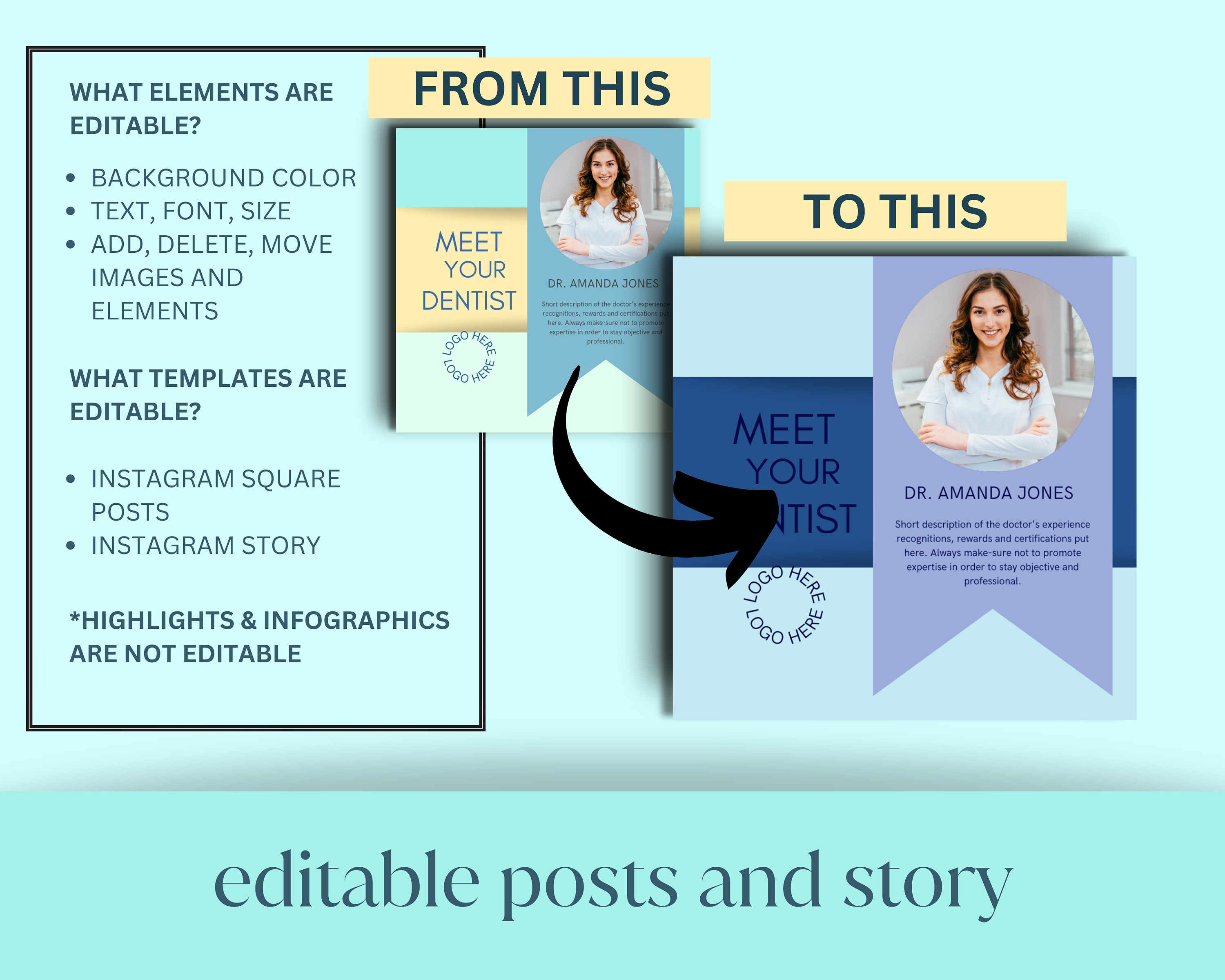 Dental Instagram Template Bundle for Dentist and Dental Clinic, With ...