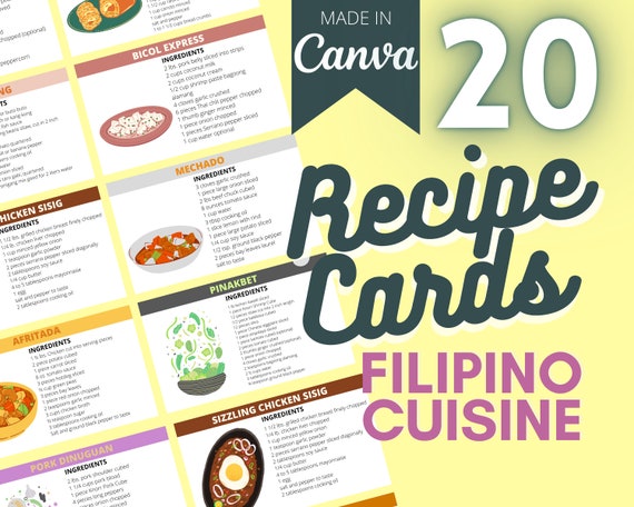 Recipe Card Filipino Cuisine Printable Recipe Cards How to - Etsy