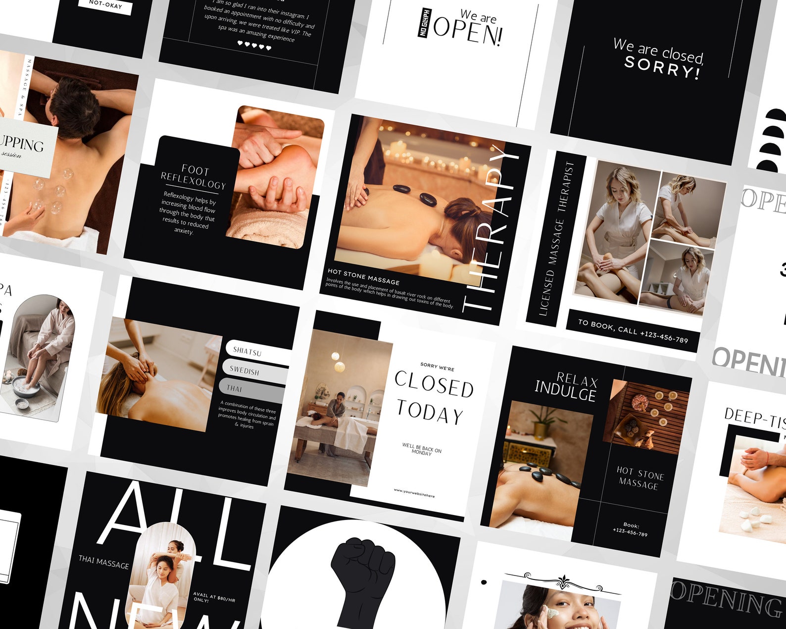 Massage Instagram Templates Editable Massage Spa Instagram Templates