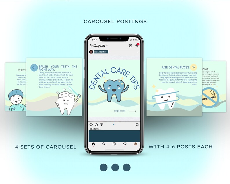 Dental Instagram Template Bundle for Dentist and Dental Clinic, With Dental Posts, Story ...