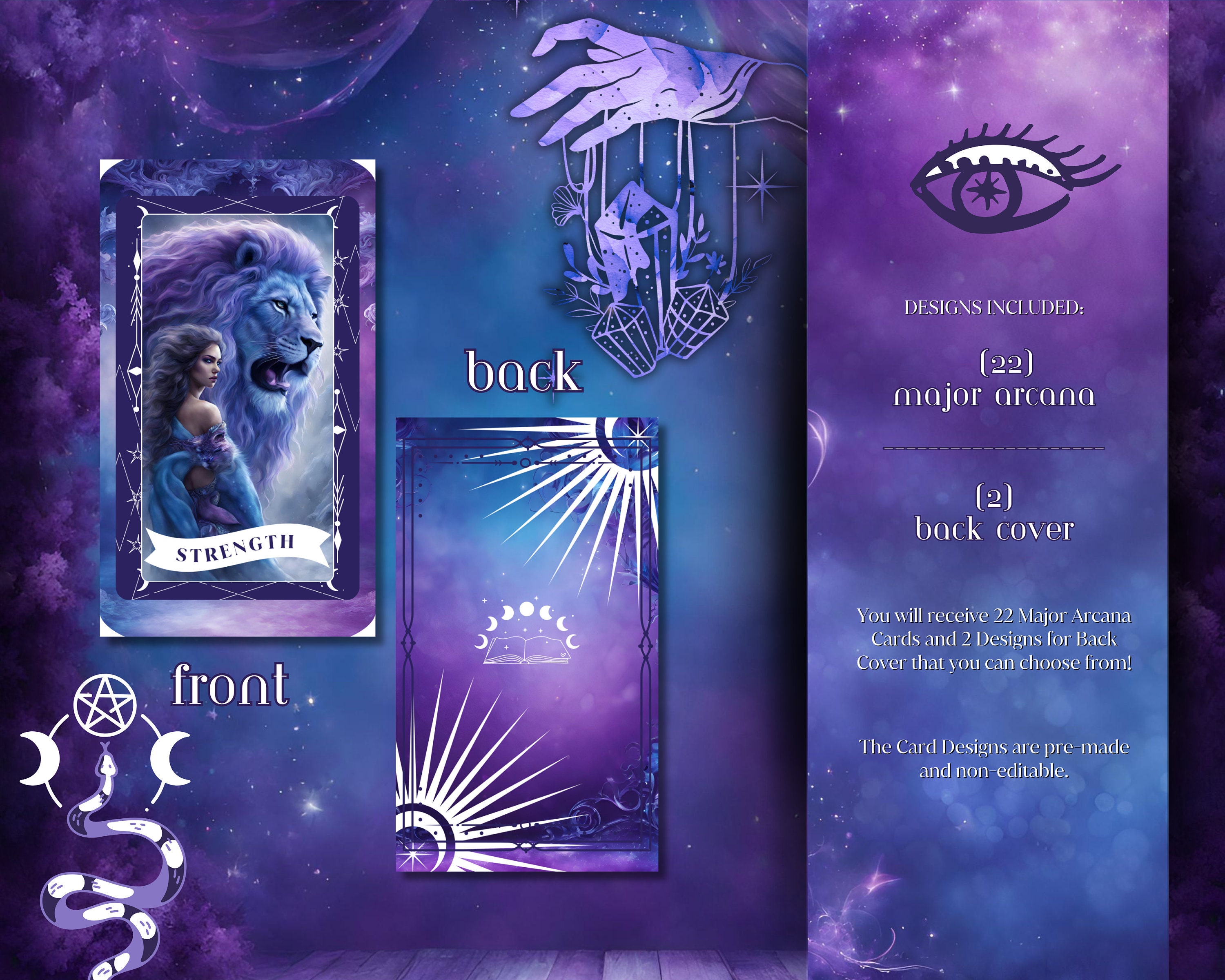 Printable Tarot Card Deck With 22 Major Arcana Cards Print at Home - Etsy