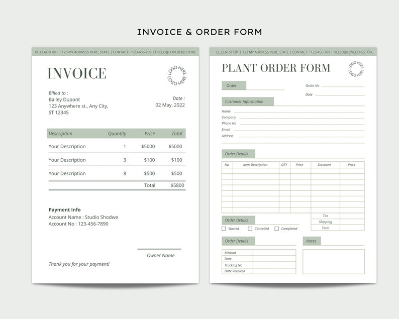 Plant Business Printable Bundle Templates Plant Printable - Etsy