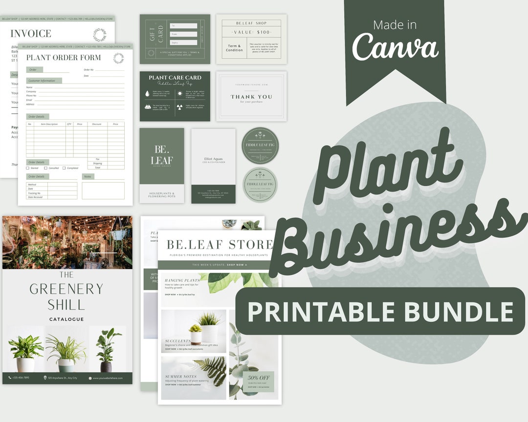 Plant Business Printable Bundle Templates, Plant Printable, Houseplant ...