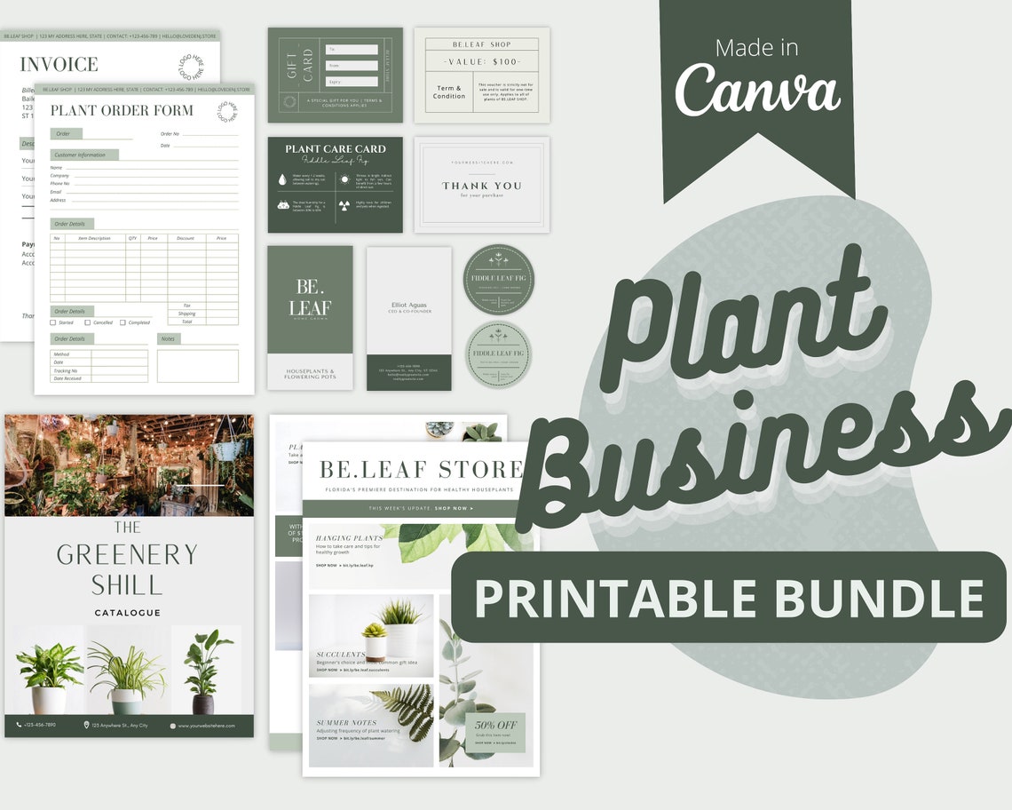 Plant Business Printable Bundle Templates Plant Printable - Etsy