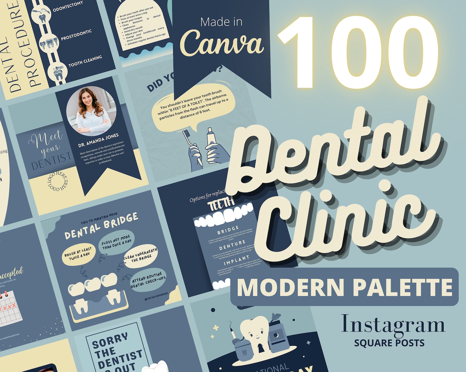 Dental Clinic Instagram Templates Dentist Instagram Posts - Etsy