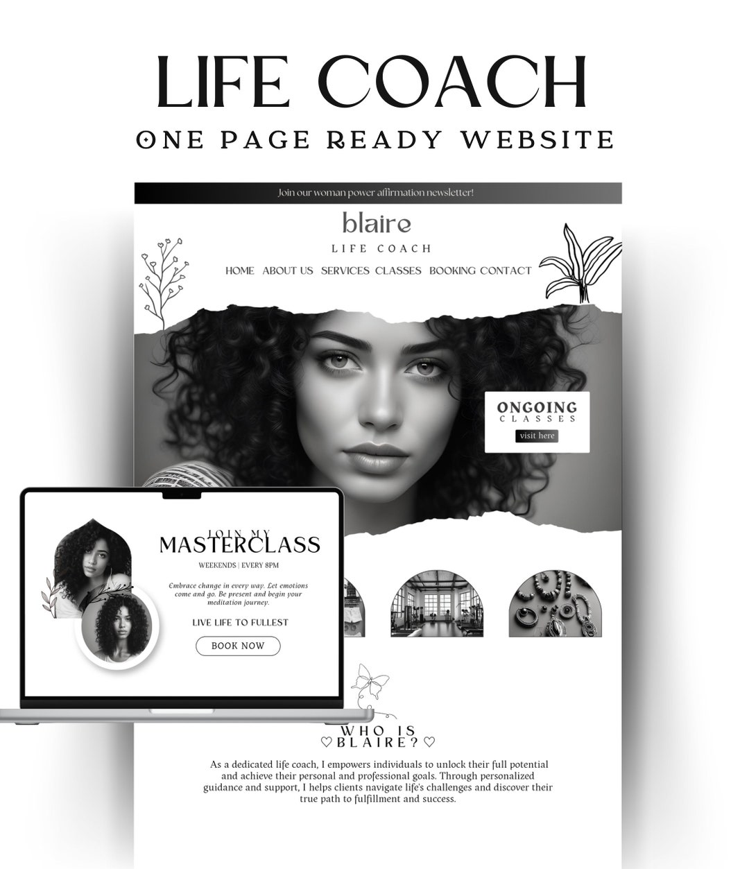 Coaching Business Website Template Canva, Life Coach Website Template ...