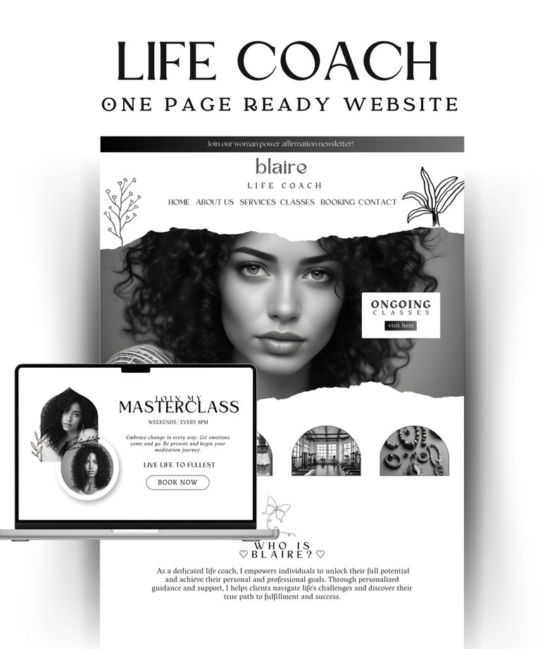 Coaching Business Website Template Canva, Life Coach Website Template ...