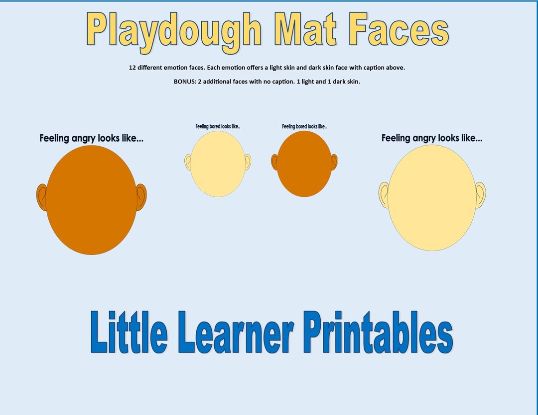 Emotions Playdough Mat Faces - Etsy