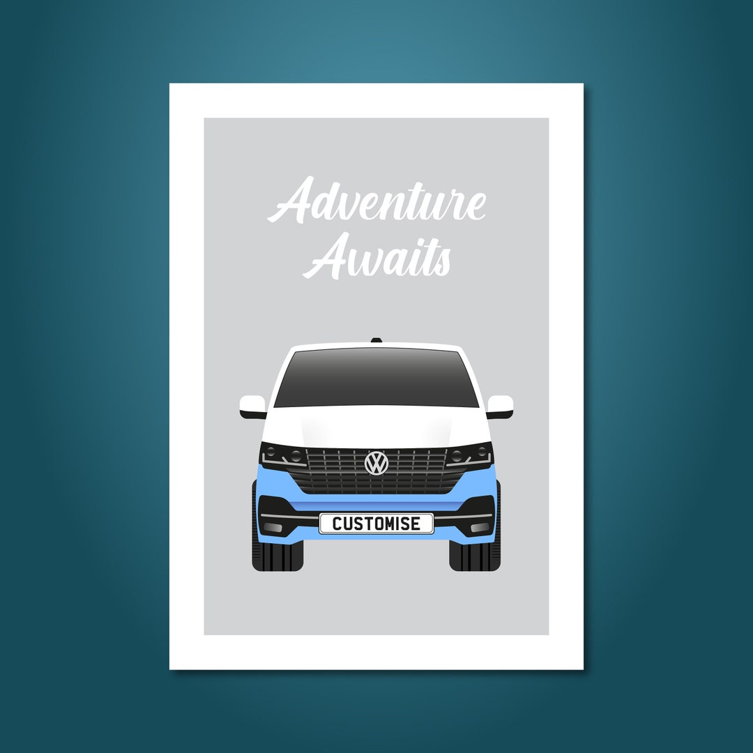 Personalised VW Campervan Number Plate, Downloadable Wall Art ...