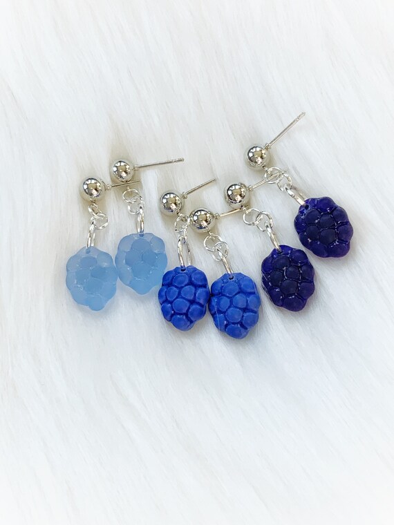 BLUE RASPBERRY Fun Cute Playful Kawaii Fruit Earrings Candy - Etsy